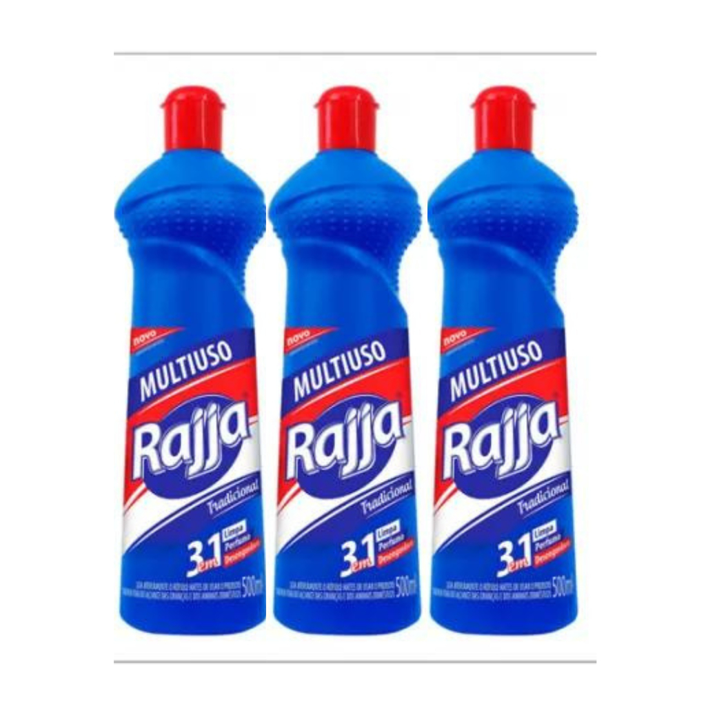 LIMPADOR MULTIUSO RAJJA TRADICIONAL 500ML COM 3UN | Shopee Brasil
