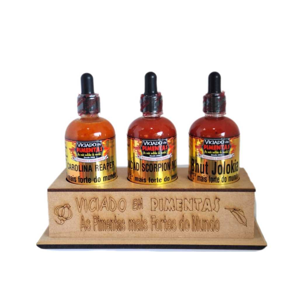 Kit 3 Pimentas Mais Fortes Do Mundo Ganhe Suporte Pimentas | Shopee Brasil