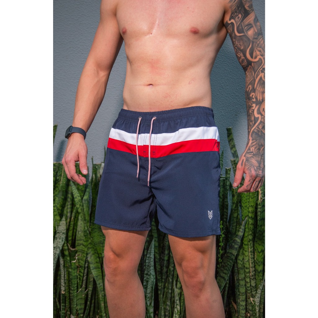 Shorts Masculino Tactel Elastano Bolso Ziper Importado Premium Cordão ...