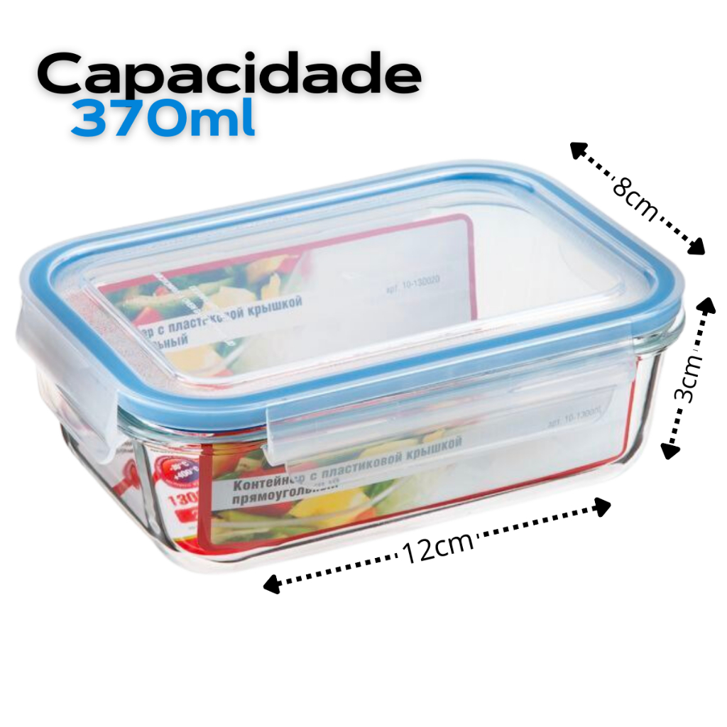 Kit 10 Pote Hermetico Vidro Conjunto Marmita Mantimentos Fitness Marmita Com Tampa 370ml ...