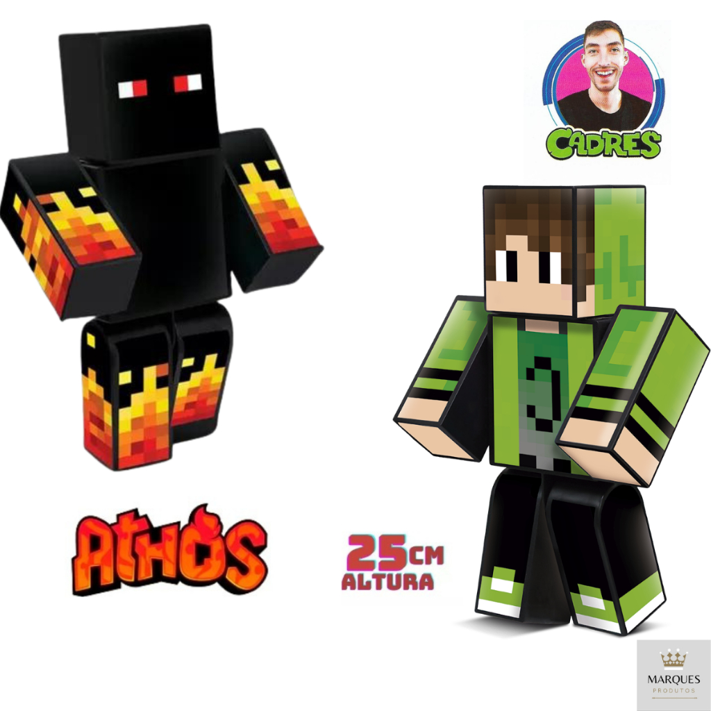 Boneco Cadres + Athos 25 cm Minecraft Kit com 2 | Shopee Brasil