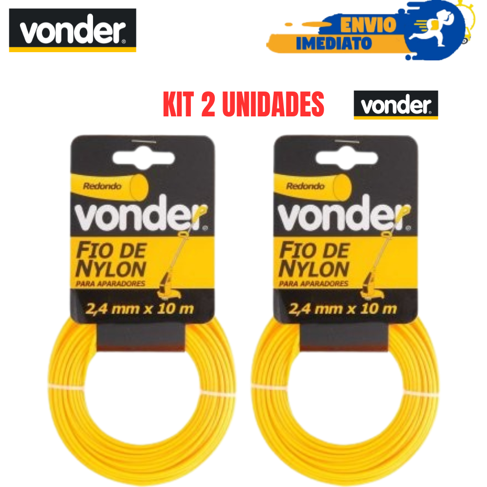 Kit 2 Fio de Nylon 2,4mm x 10 Metros p/ Roçadeira Redondo Vonder ... Kit 2 Fio de Nylon 2,4mm x 10 Metros p/ Roçadeira Redondo Vonder ...