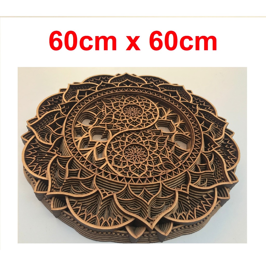 Mandala 3D Yin Yang 60CM DIAMETRO - Modelo 3D-16 - com 9 camadas mdf ...