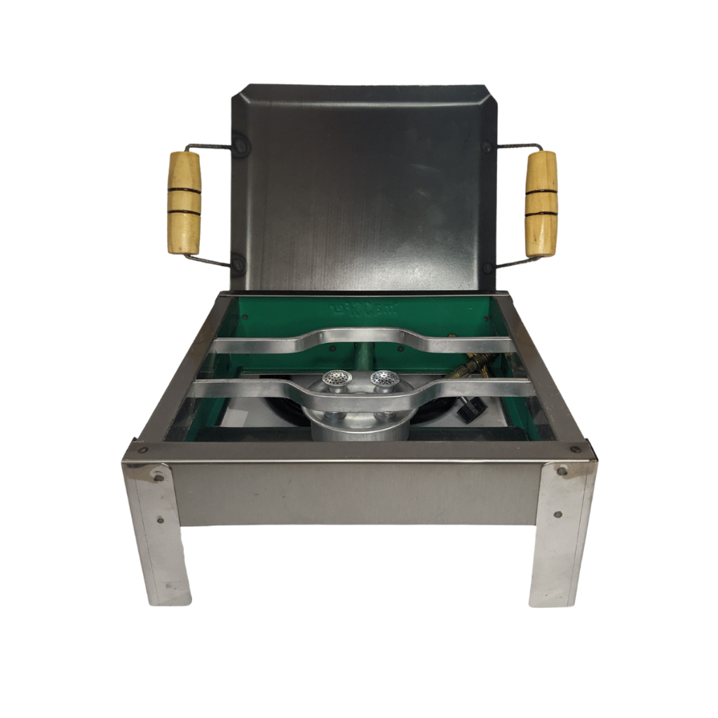 Fogão Fogareiro INOX A Gás 1 Boca Portátil Camping Com Chapa Multiuso ...