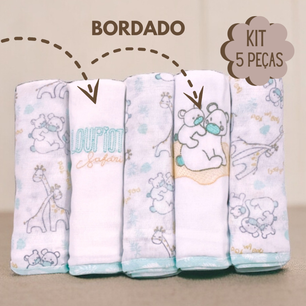 Fralda De Pano Bebê 70x68cm 5 Unidades 100% Algodão Com Bainha Tecido ...