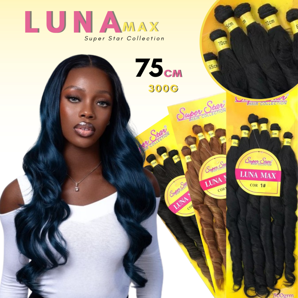 Cabelo Ondulado Super Star 75cm Luna Max 300g Fibra Premium | Shopee Brasil