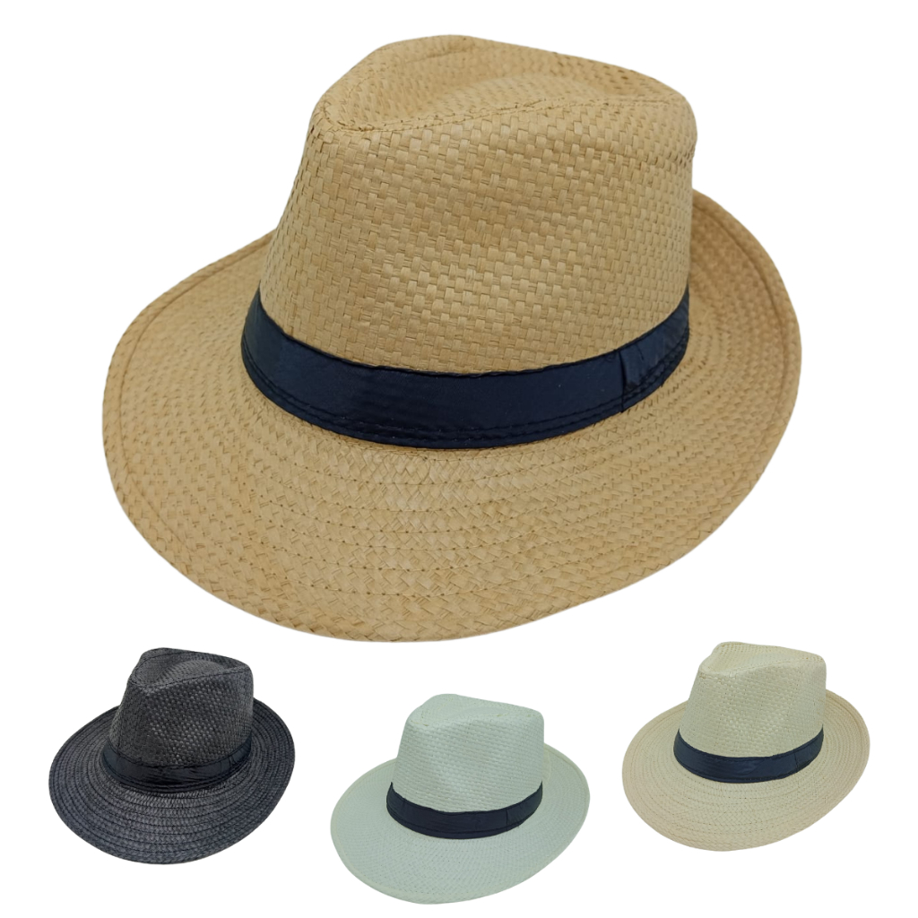 Chapéu Panama Fedora Palha Estilo Malandro Pagodeiro Aba Média | Shopee ...