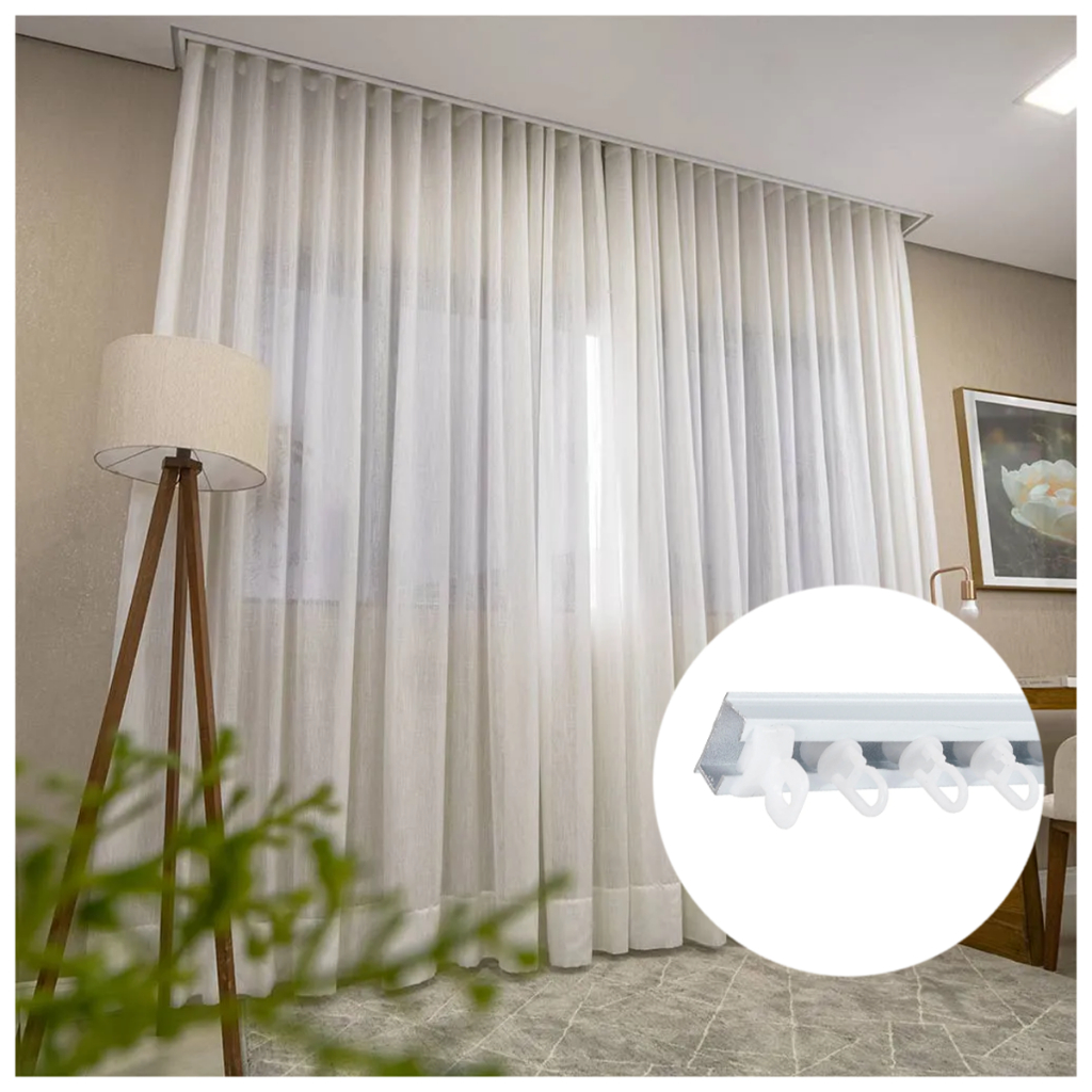Trilho Suíço Simples Max 2m Para Cortinas Teto /cortineiro | Shopee Brasil