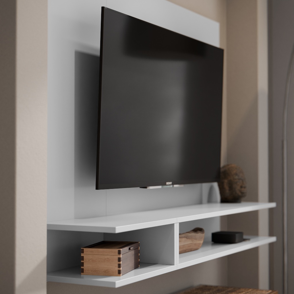 Painel Para Tv Smart 50 Polegadas Com Prateleira Nicho Quarto Sala ...