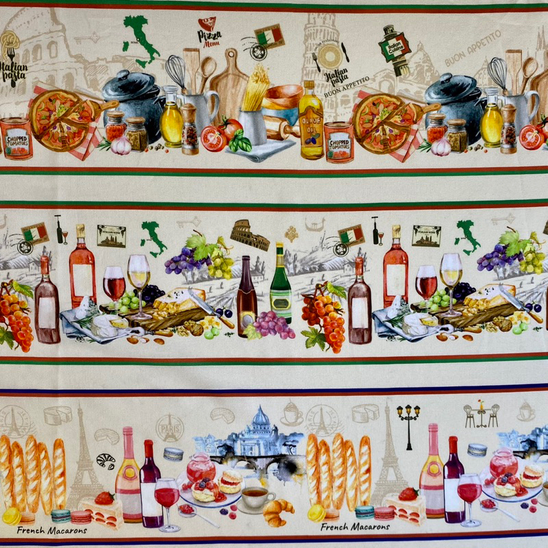Barrados Tecido Tricoline Digital 100% Algodão Drinks & Foods 0,50x1,50 ...