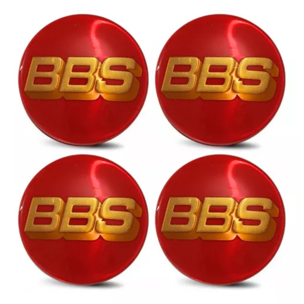 Kit 4 Emblema Logo Adesivo Roda Bbs Vermelho C Dourado 69mm | Shopee Brasil