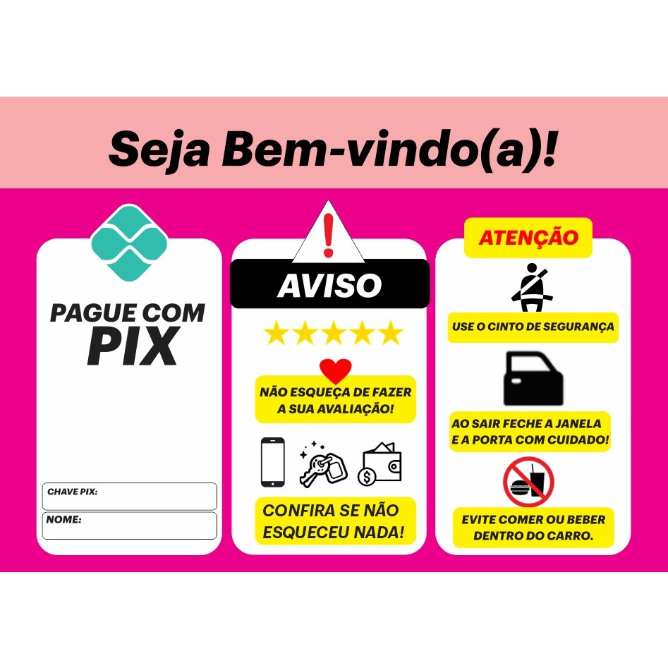 Placa Personalizada Pix QR Code para aplicativo de 99POP UBER Taxi | Shopee Brasil