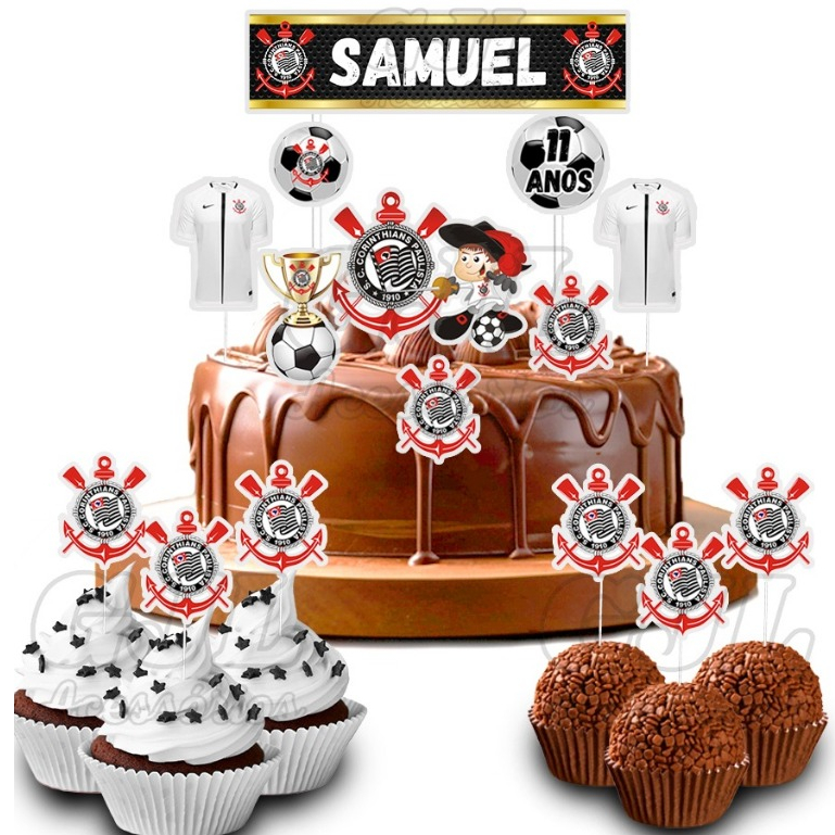 Kit Topo Topper De Bolo + Tags Toppers Para Doces Time Corinthians ...
