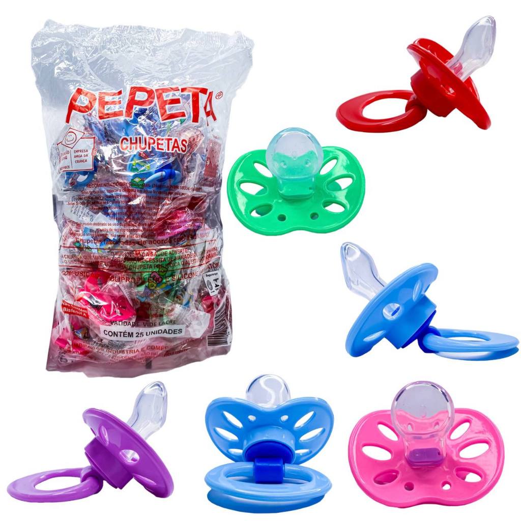 Chupeta Bico de Silicone Anatômico (Bico Chato) Ventilada - Saquinho ...