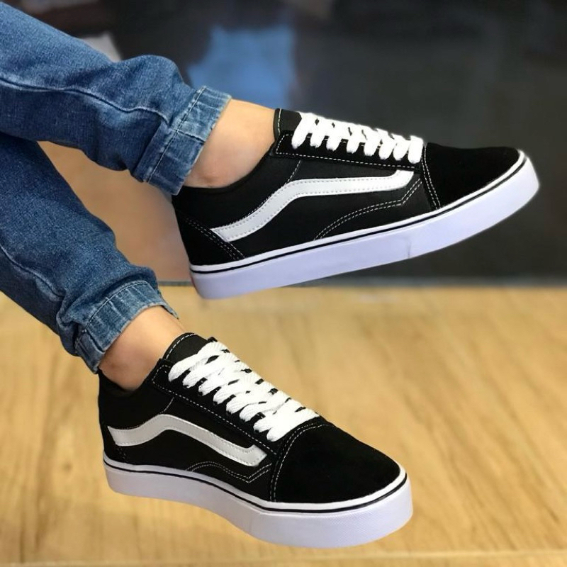 Tênis Casual Vans Old Skool Feminino Masculino Confortável Baixo ...