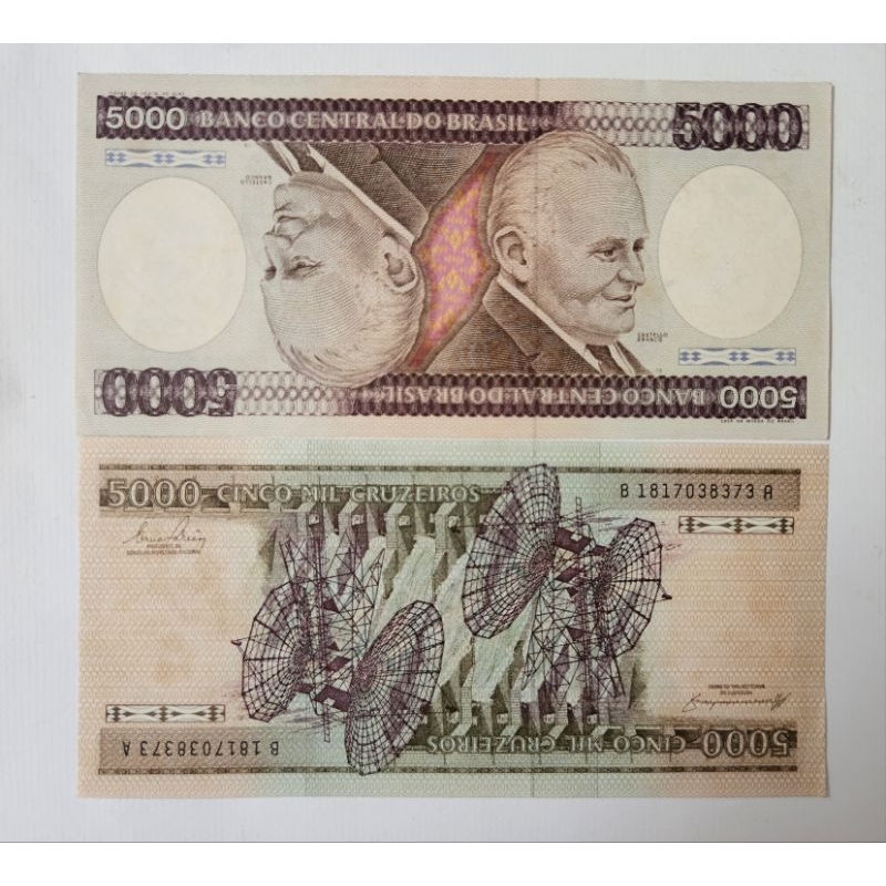 cédula Brasil 5000 cruzeiros C168 SFE com manchas | Shopee Brasil