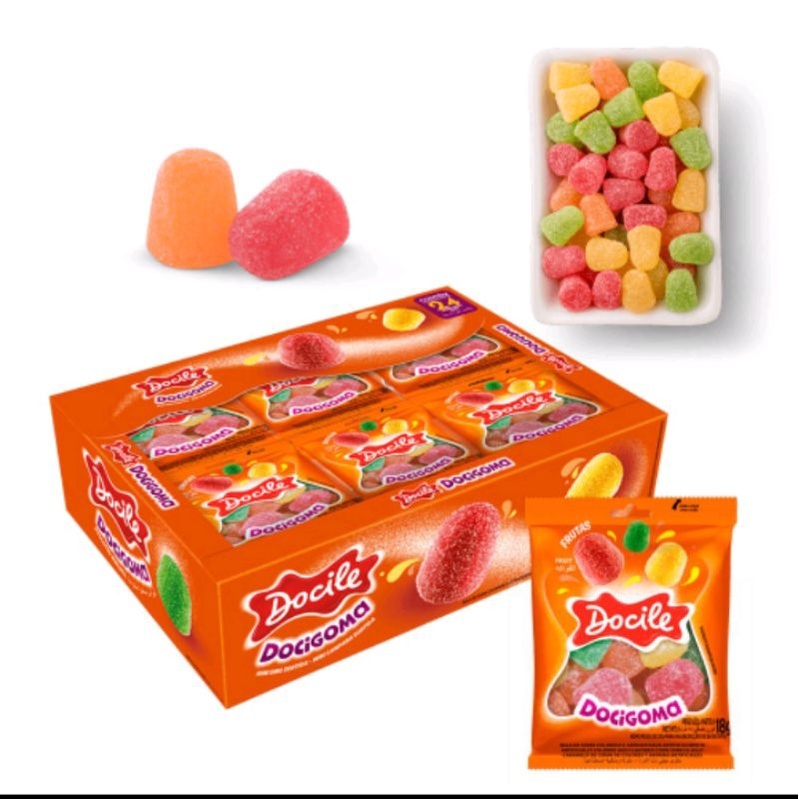 Bala De Goma Jujuba Docigoma Docile Sino Frutas Caixa Com 24 Pacotinhos ...