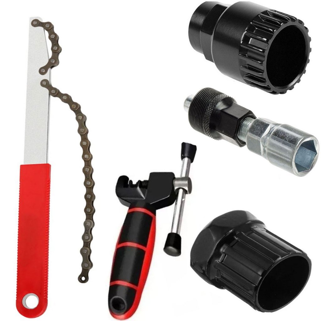 Kit 5 Chave Para Bike Corrente Pedivela Extrator Cassete Movimento + chave extrator pino de ...