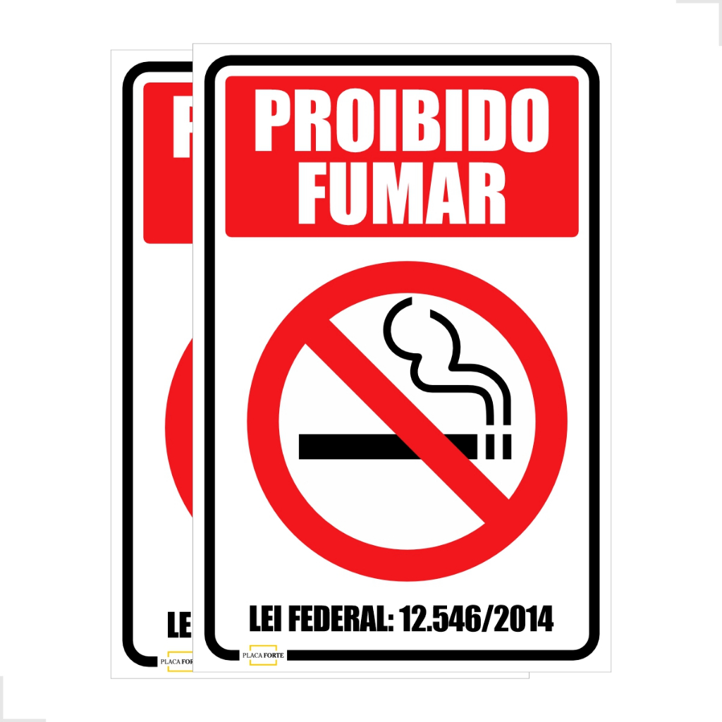 2 Placas Proibido Fumar Com Lei Aviso 20x30cm | Shopee Brasil