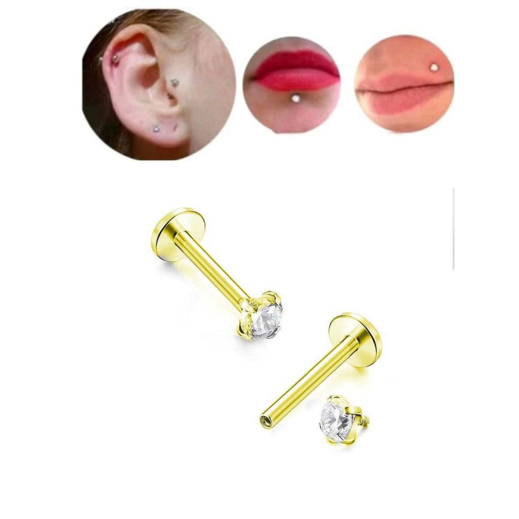 Piercing Labret Helix Tragus Conch Ponto De Luz Aço Inox 8mm 1 unidade ...