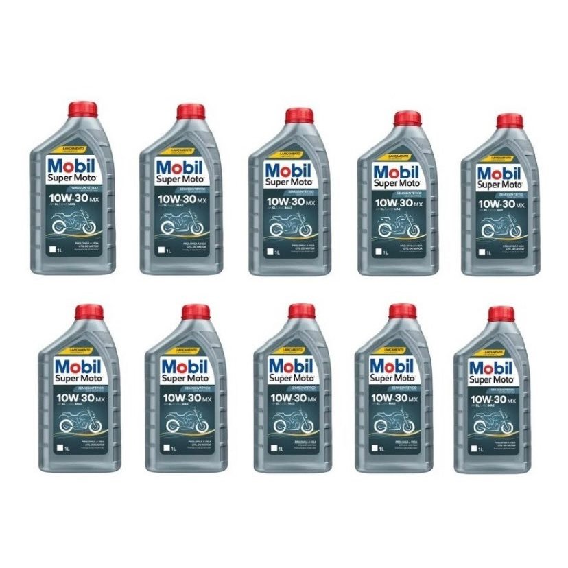 Óleo Mobil Super Moto 10W-30 Semisintético 4T 10L | Shopee Brasil