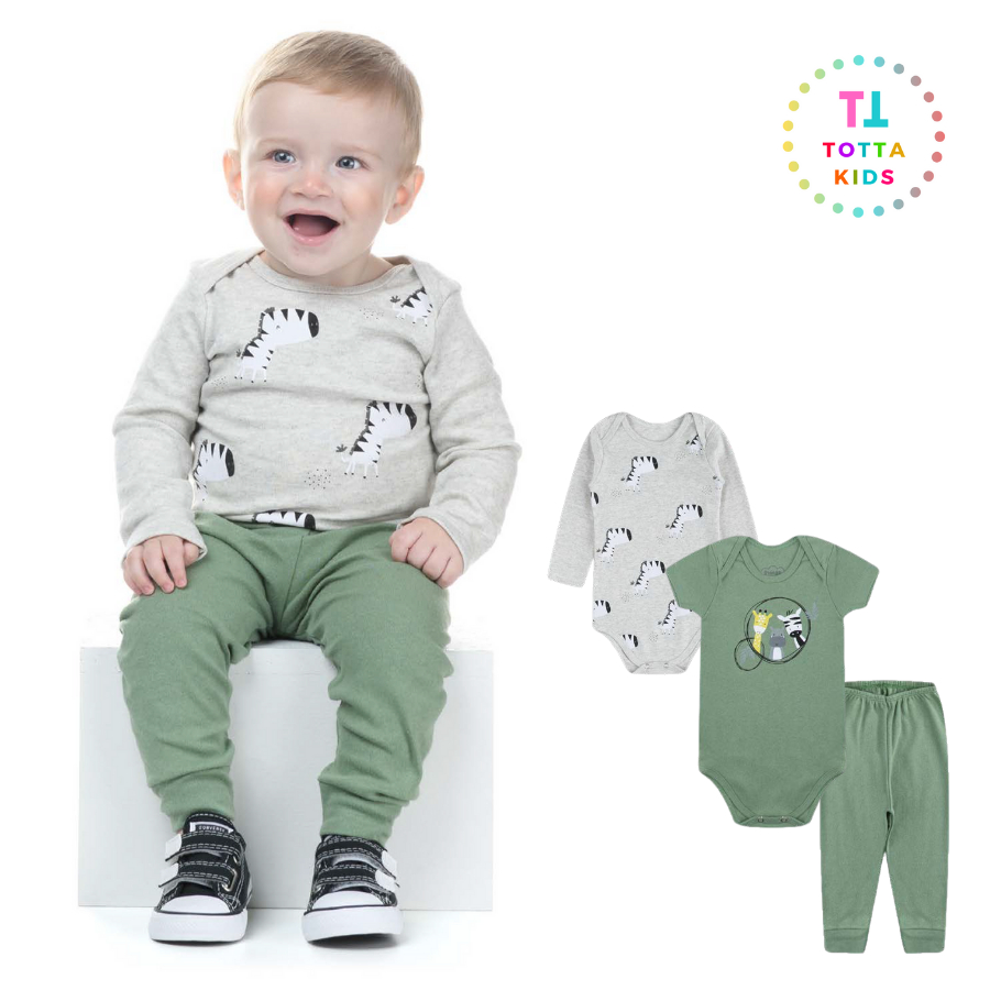 Kit Body Bebê Menino Kit 3 Peças Conjunto 1 Body Manga Longa + 1 Body ...
