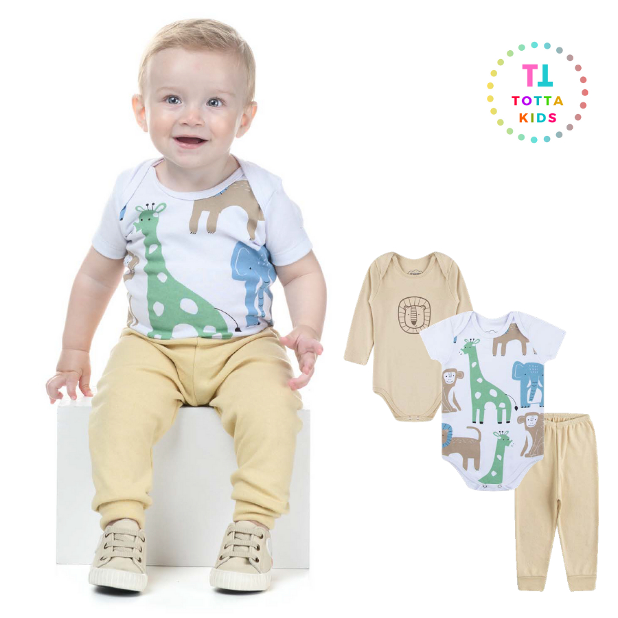 Kit Body Bebê Menino Kit 3 Peças Conjunto 1 Body Manga Longa + 1 Body ...