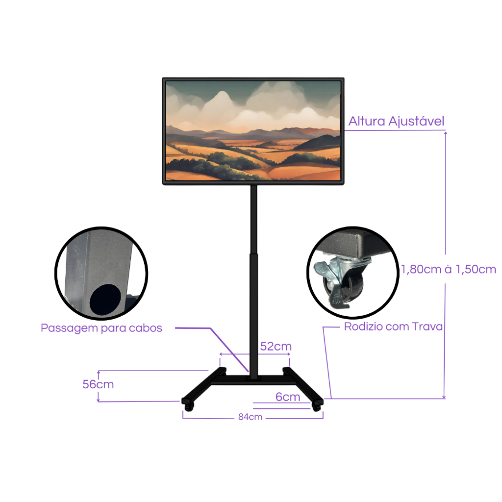 Suporte Suportaço Ped-03.2 De Chão Para Tv/monitor De 14 Até 75 Preto ...