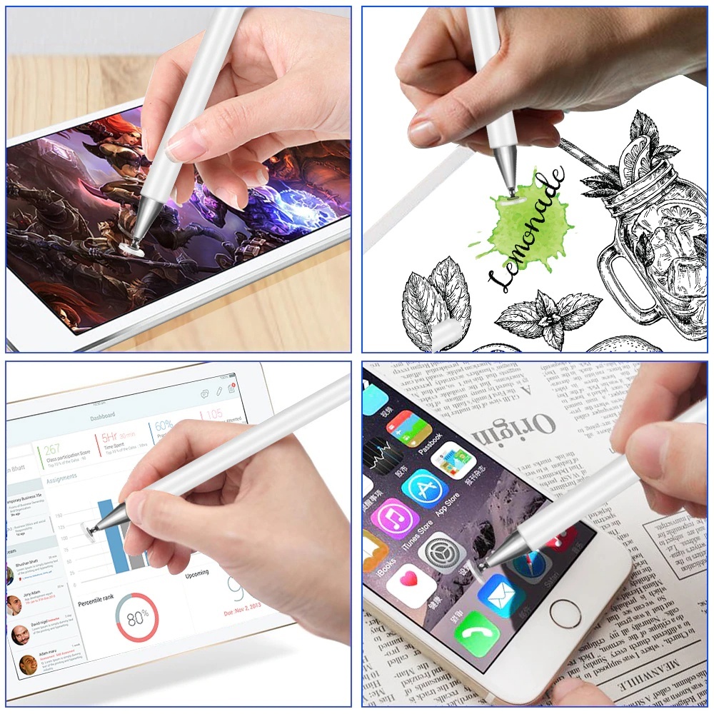 Caneta Colorida Ponta Fina Touch e Esferográfica 2 em 1 Para Smartphone ...