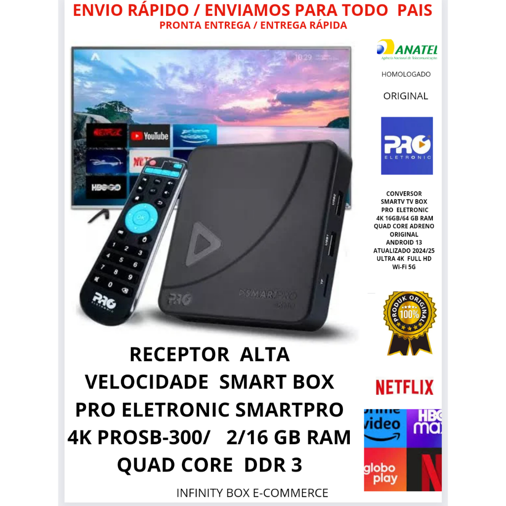Aparelho Conversor Smart Tv 4k 5G 16 gb ram - Última Geração Smartpro ...
