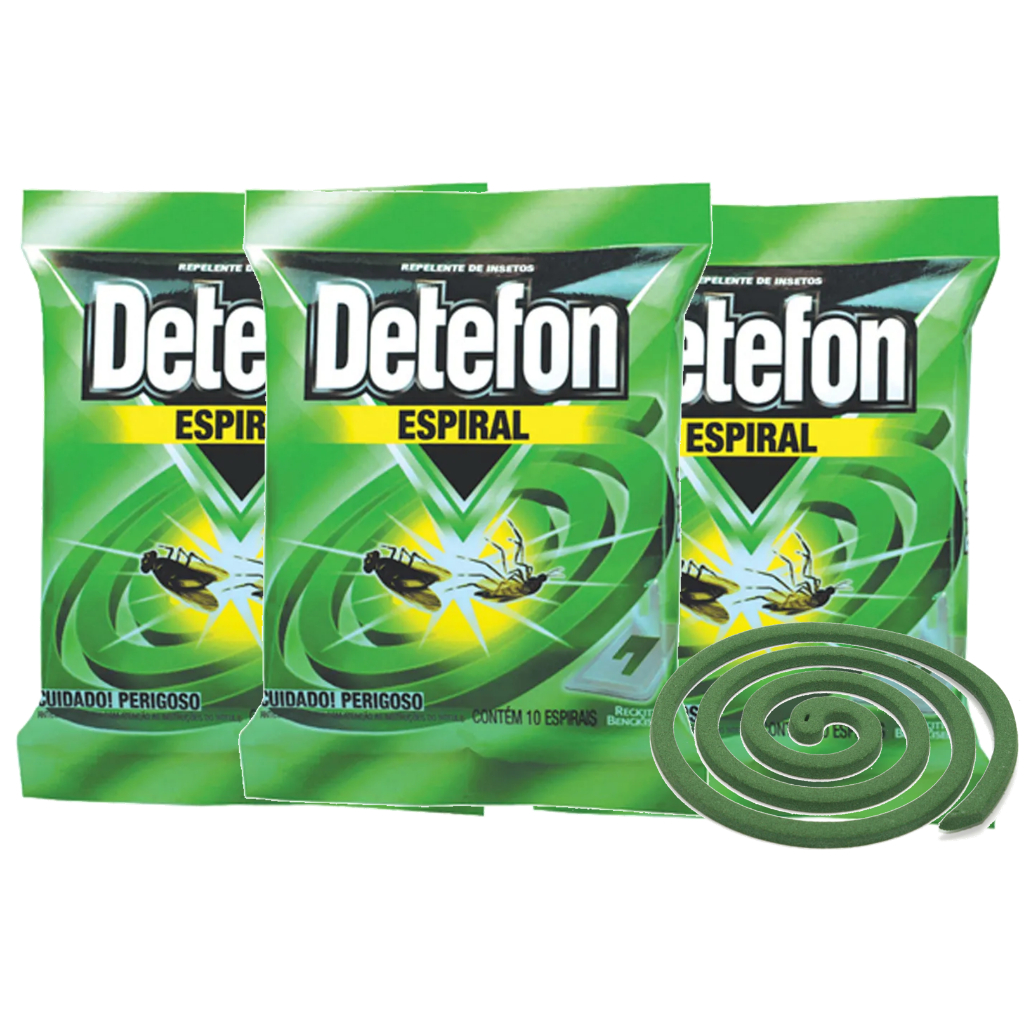 Kit com 3 Repelentes Detefon Espiral (3x10 espiral) | Shopee Brasil