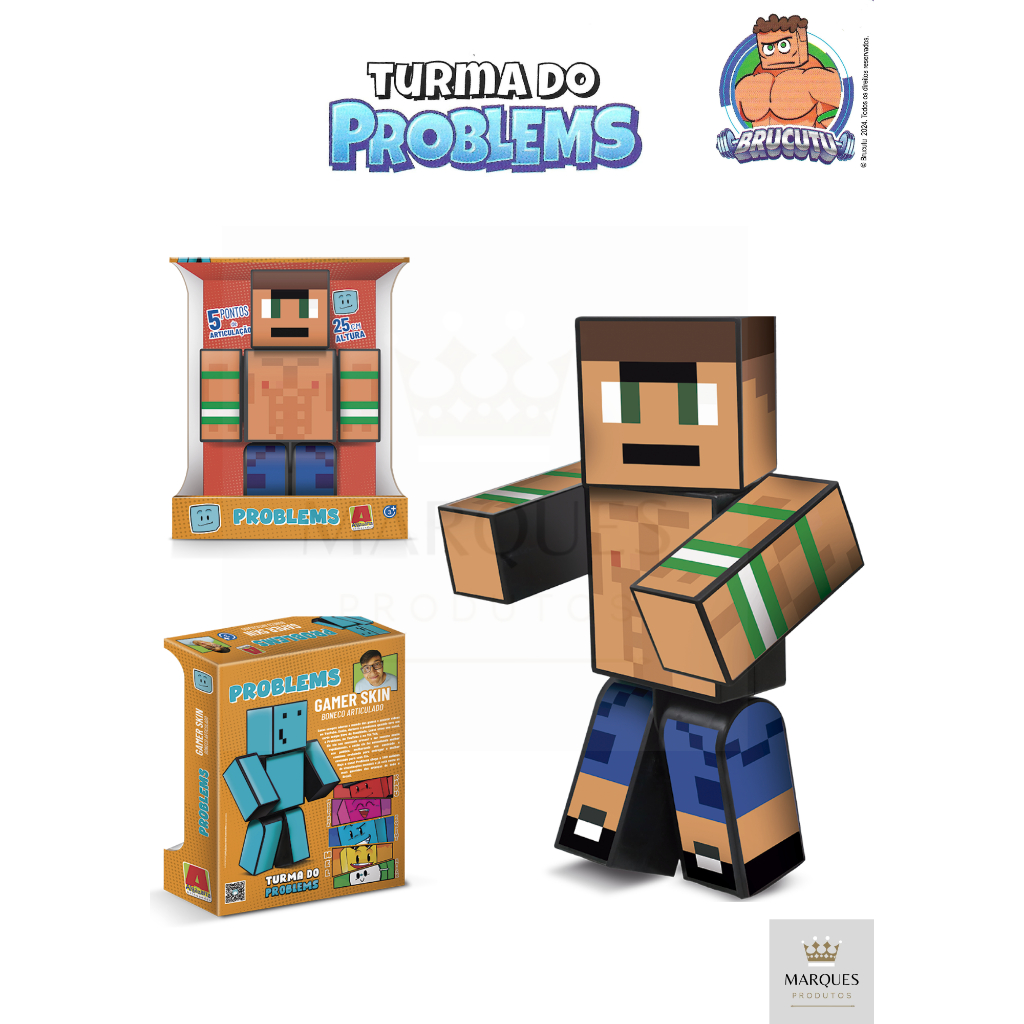 Boneco Brucutu 25 cm Turma Do Problems Minecraft | Shopee Brasil