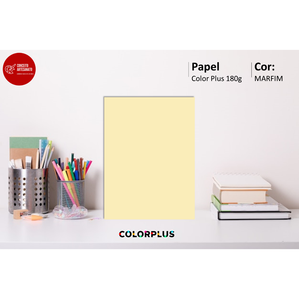 Papel Color Plus Marfim 180g - A4 - 25 folhas | Shopee Brasil