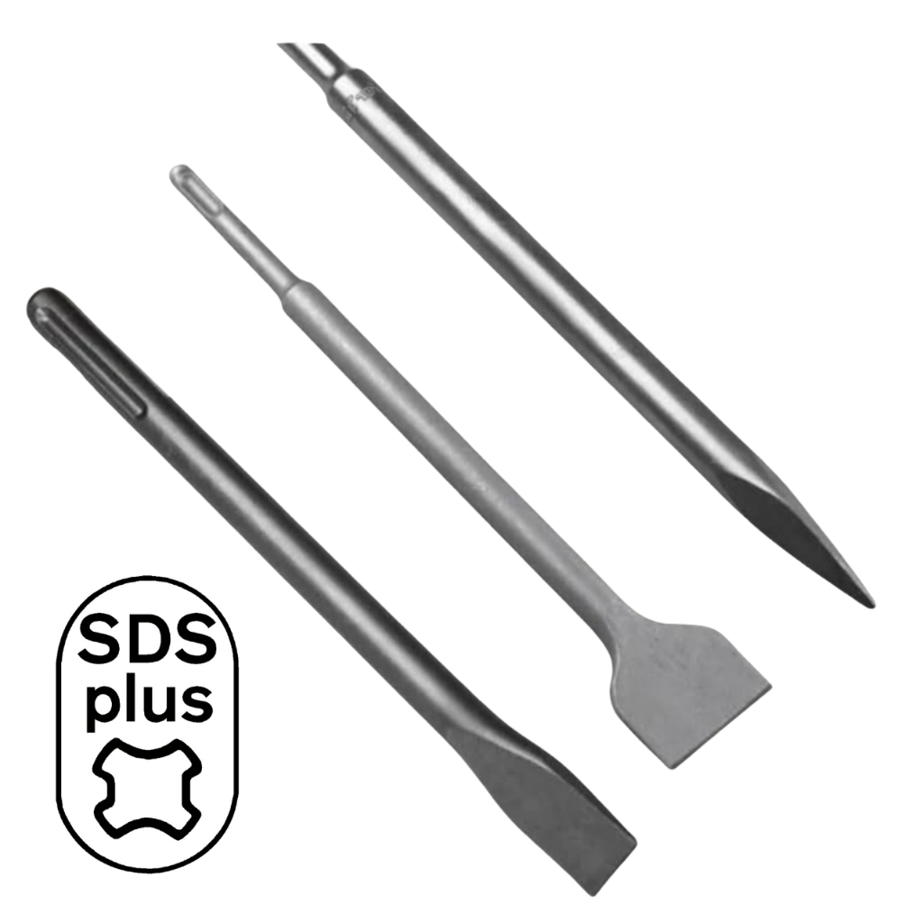 Jogo 3 Peças Ponteira E Talhadeiras Para Martelete Sds Plus Metal ...