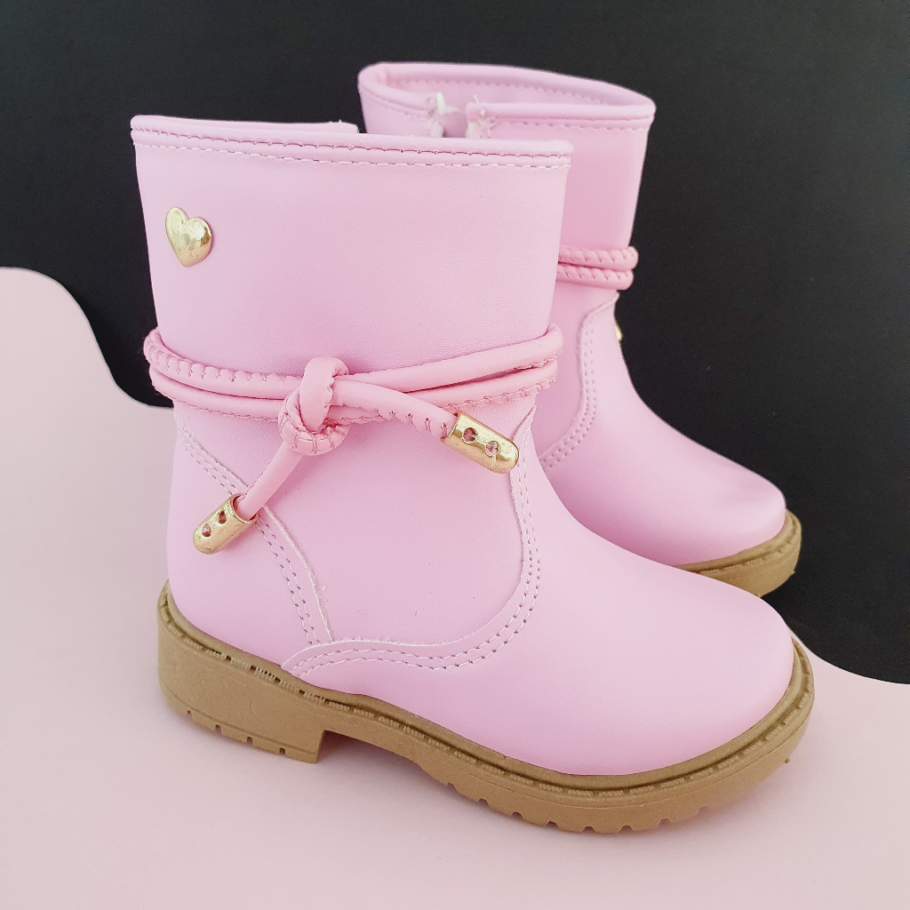 Botinha Infantil Feminina Cano Médio Coturno Menina Estilosa | Shopee ...