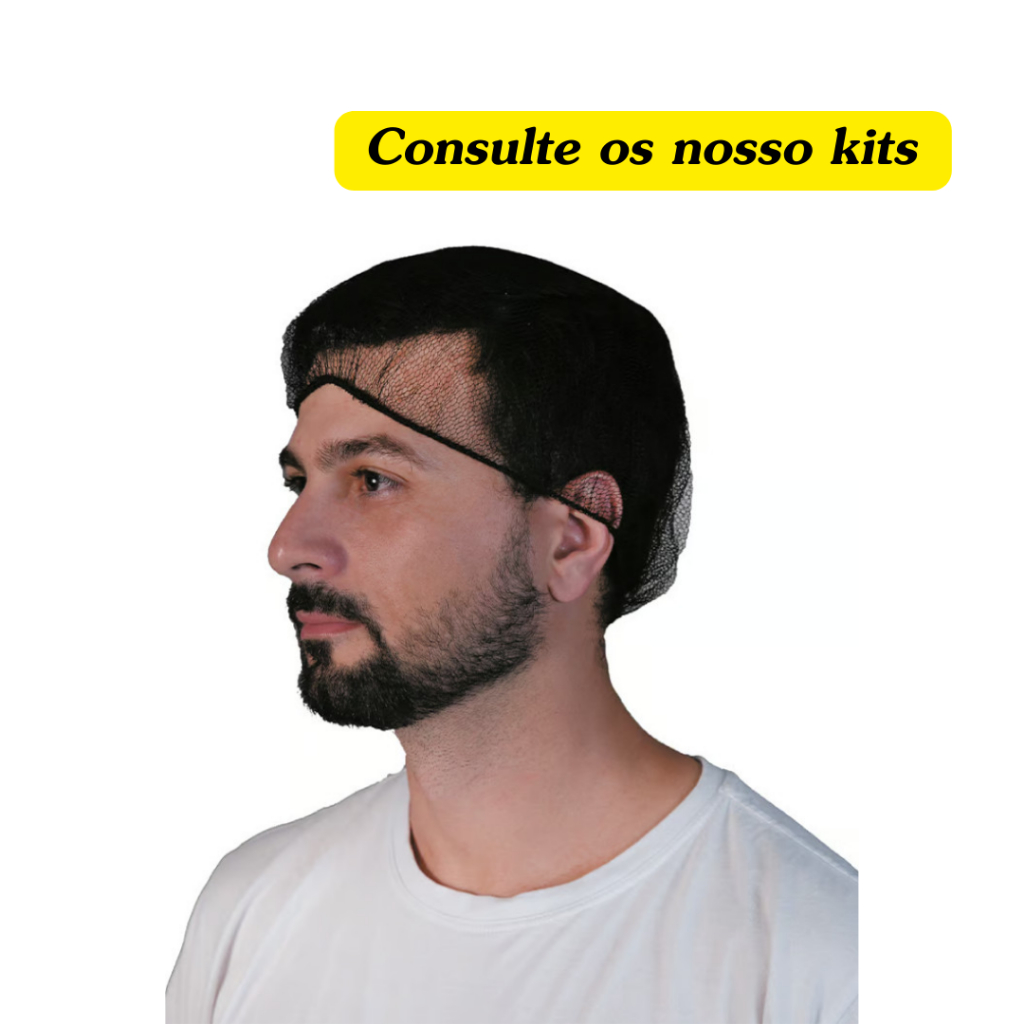 Touca Preta Redinha Emb. Individualmente 200 Unid - Cor Preto MBLife ...