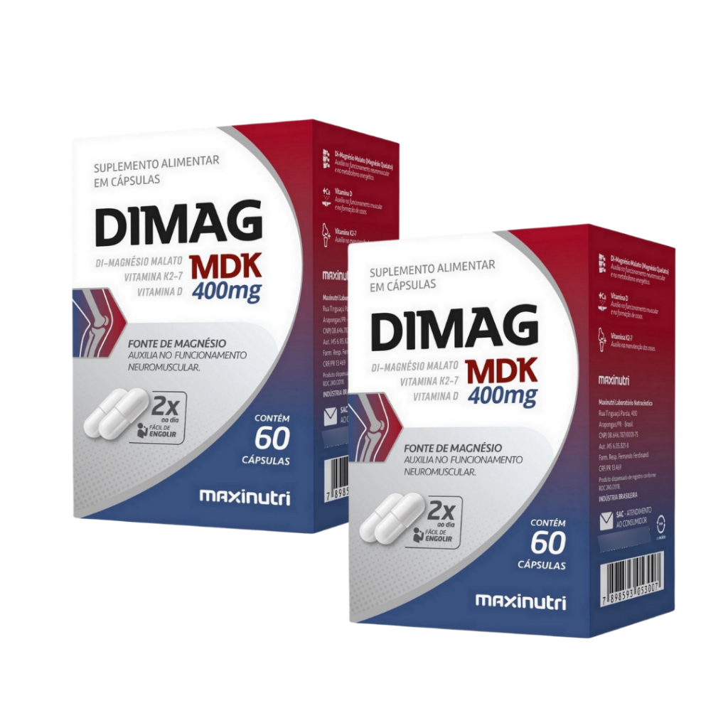 Kit 2 Dimag MDK Di-Magnésio Malato K2-7 60 Cáps Maxinutri | Shopee Brasil