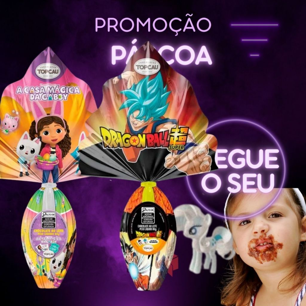Kit Pascoa Infantil 5 Itens TopCau Ovo De Chocolate 80g A Casa da Gaby ...