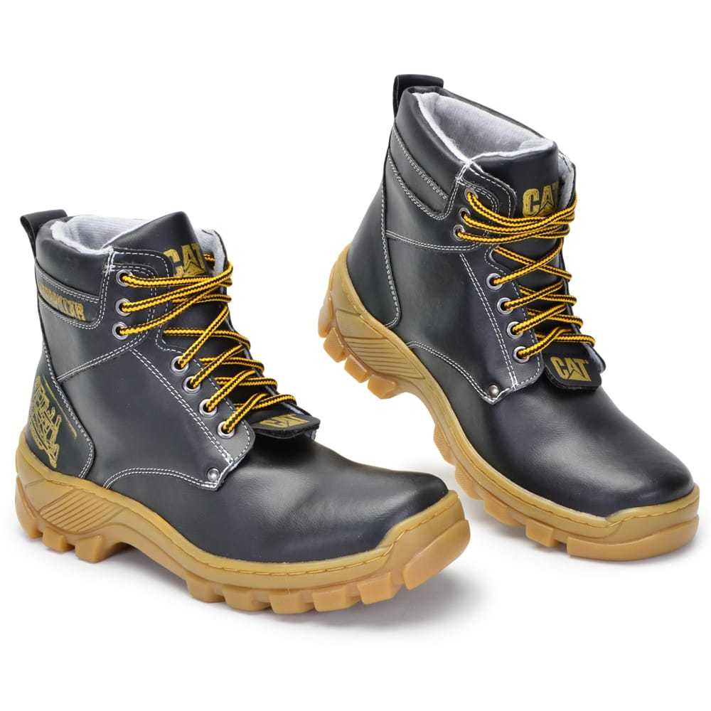 Botina Caterpillar Para Trabalho Couro Ecológico Cat Masculino | Shopee ...