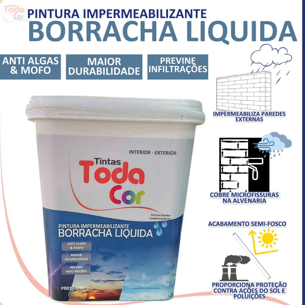 Tinta Emborrachada Parede Impermeabilizante 18L Toda Cor | Shopee Brasil