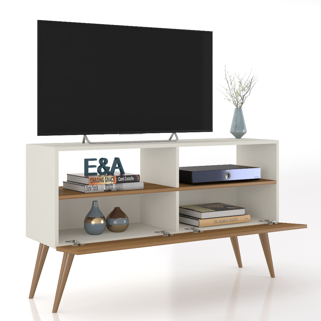 Rack Bancada E&A Tv 43 Pol. Sala Com Pes Retro 1 Gaveteiro - Cor ...