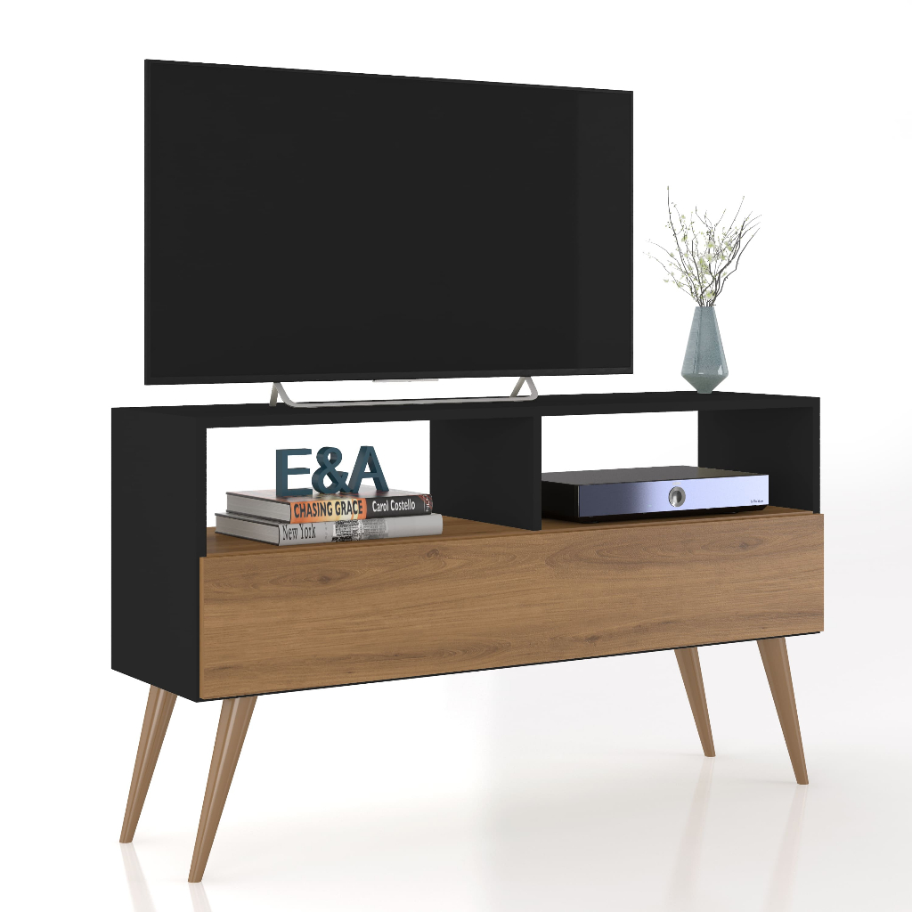 Rack Bancada E&A Tv 43 Pol. Sala Com Pes Retro 1 Gaveteiro - Cor ...