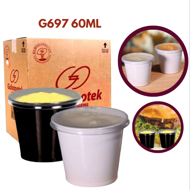 100 unid Pote para Molho c/ Tampa 60ml G697 Galvanotek Potinho | Shopee Brasil