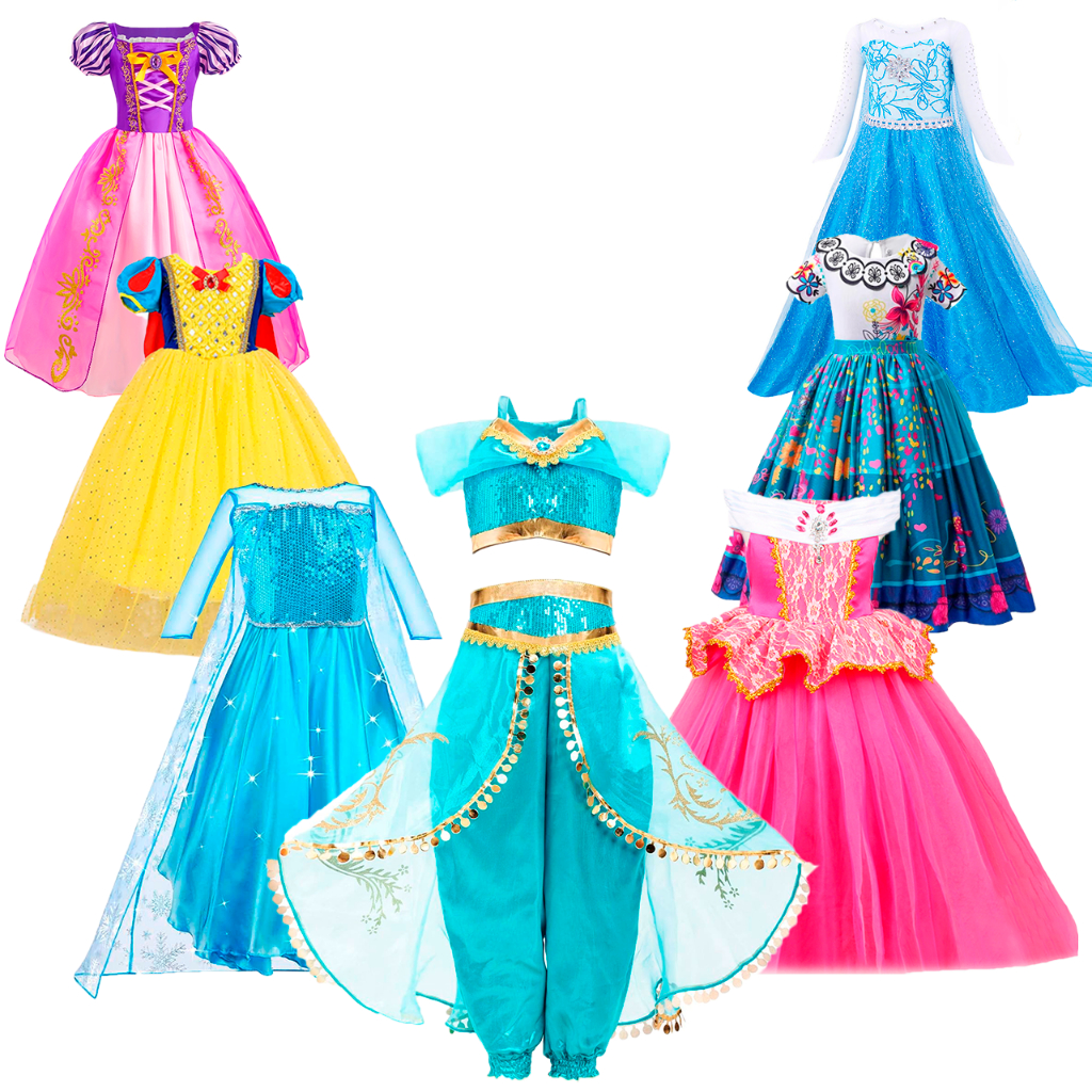 Fantasia Infantil Princesas Disney Branca de neve Frozen Aurora Mirabel ...