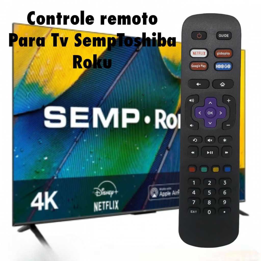Controle Remoto Para Tv Semp Toshiba Roku Smart 4k Netflix Youtube ...