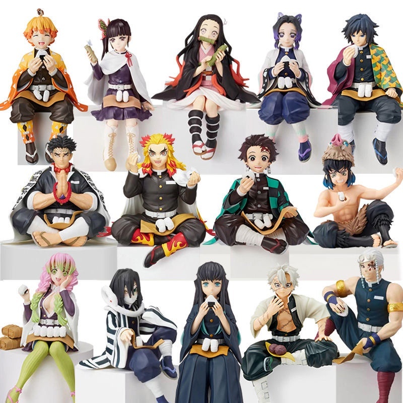 Boneco Anime Demon Slayer Sentados Kimetsu No Yaiba Giyuu Zenitsu ...
