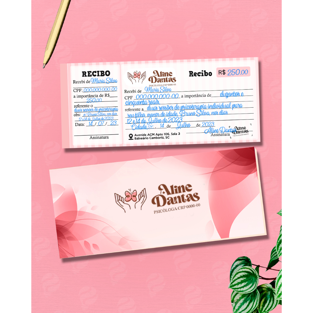 Kit 2 Blocos de Recibos Personalizados (qualquer profissão) com 100 ...