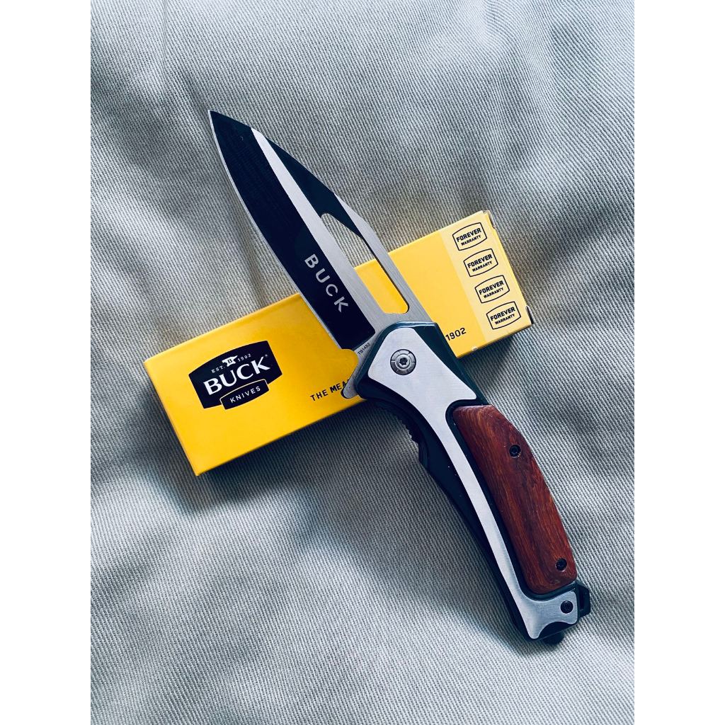 Canivete Marrom Semi Automatico Estilo Buck DA130 C/Clip | Shopee Brasil