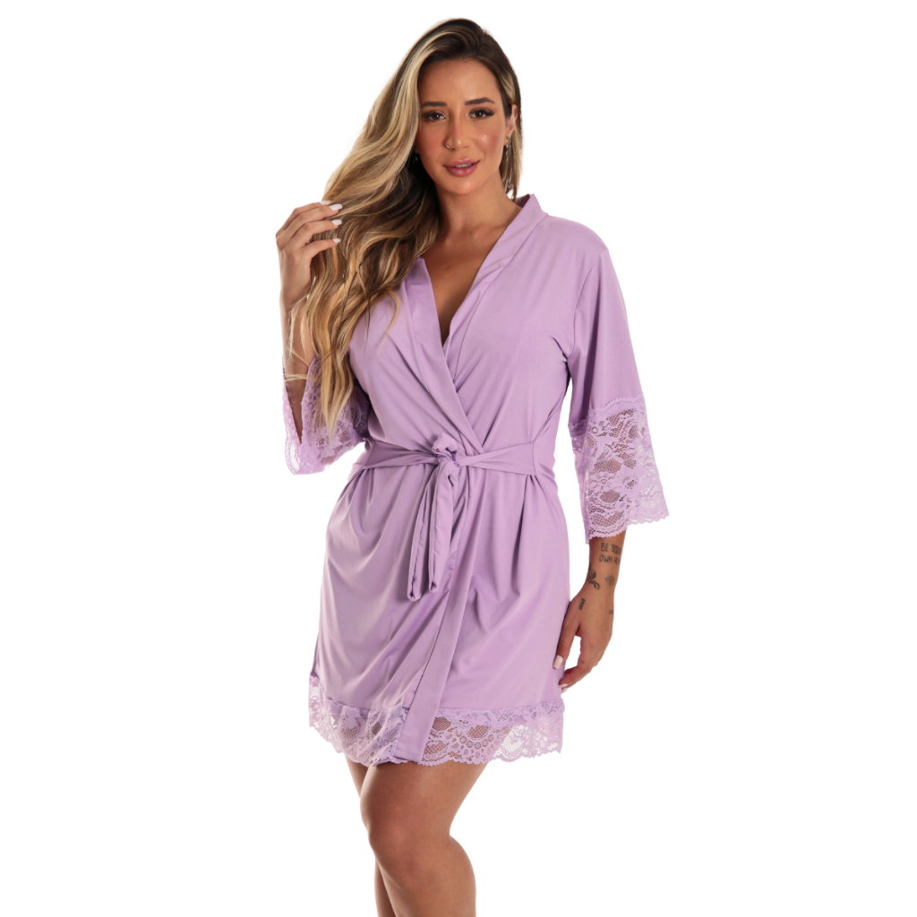 Robe Renda Luxo Hobby Noiva Lua De Mel Gestante E Pós Parto | Shopee Brasil