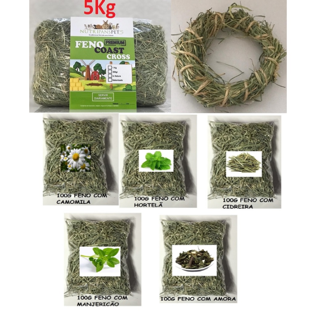 5kg Feno Coast Cross Premium 1 Guirlanda 1 kit feno sabores ...